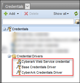 Configuring and editing the CyberArk Credentials driver in the Policy Tree
