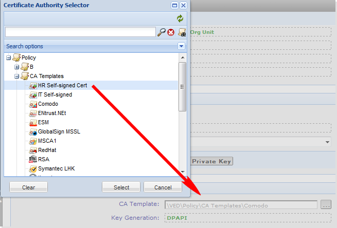 Configuring a self-signed certificate template